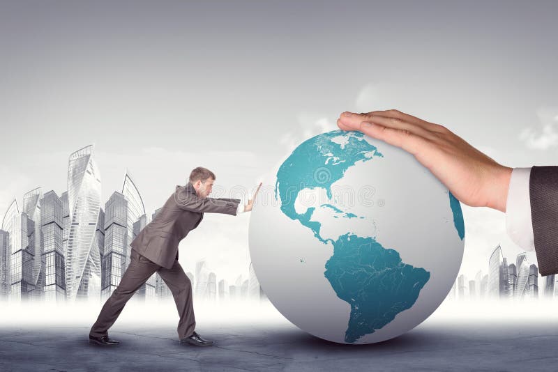 Businessman pushing box stock photo. Image of adult, boss - 66294760