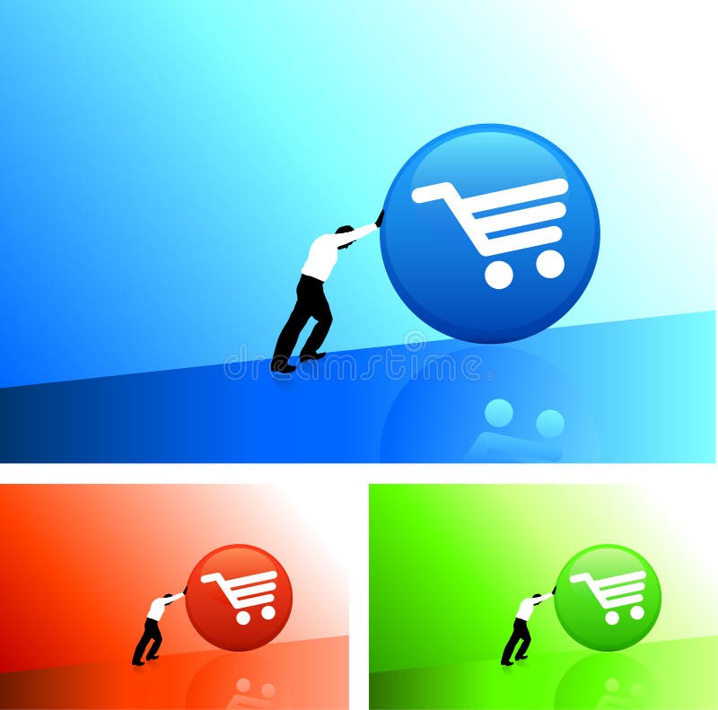 Businessman Pushing Icon Uphill Stock Vector - Illustration of internet ...
