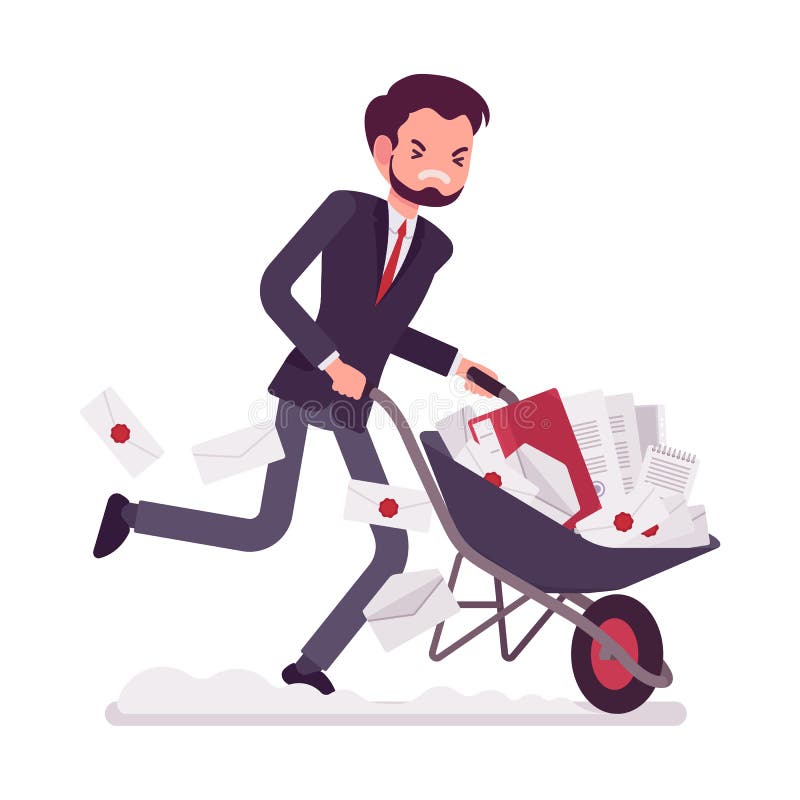 Businessman Pushing a Wheelbarrow Full of Paper Stock Vector ... Businessman Pushing a Wheelbarrow Full of Paper Stock Vector ...