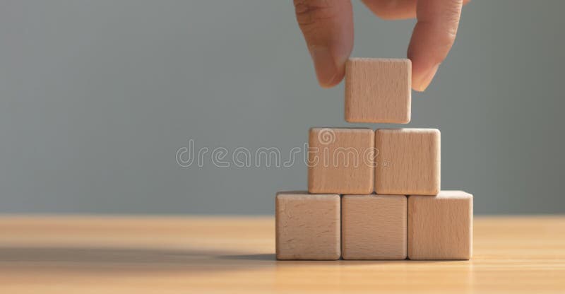 Businessman Putting Empty Wooden Cube on Table, Empty Wooden Cube for ...