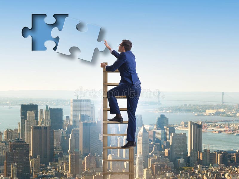 Businessman Putting Together Jigsaw Puzzle Pieces Stock Image - Image ...