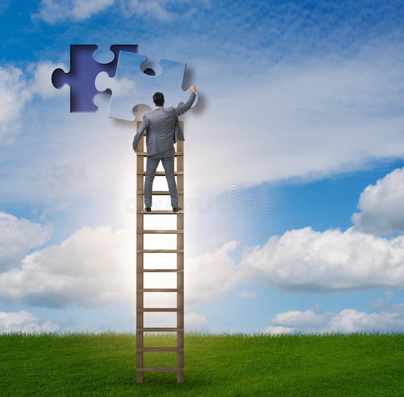 Businessman Putting Together Jigsaw Puzzle Pieces Stock Photo - Image ...