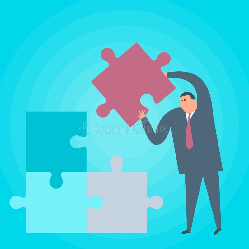 Businessman with Puzzle Piece. Problem Solution Concept Flat Vector ...