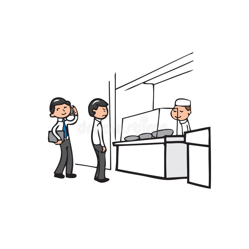 Businessman on Que in Cafeteria Stock Vector - Illustration of people ...