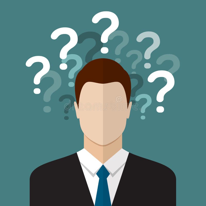 Businessman with Question Marks Stock Vector - Illustration of quest ...