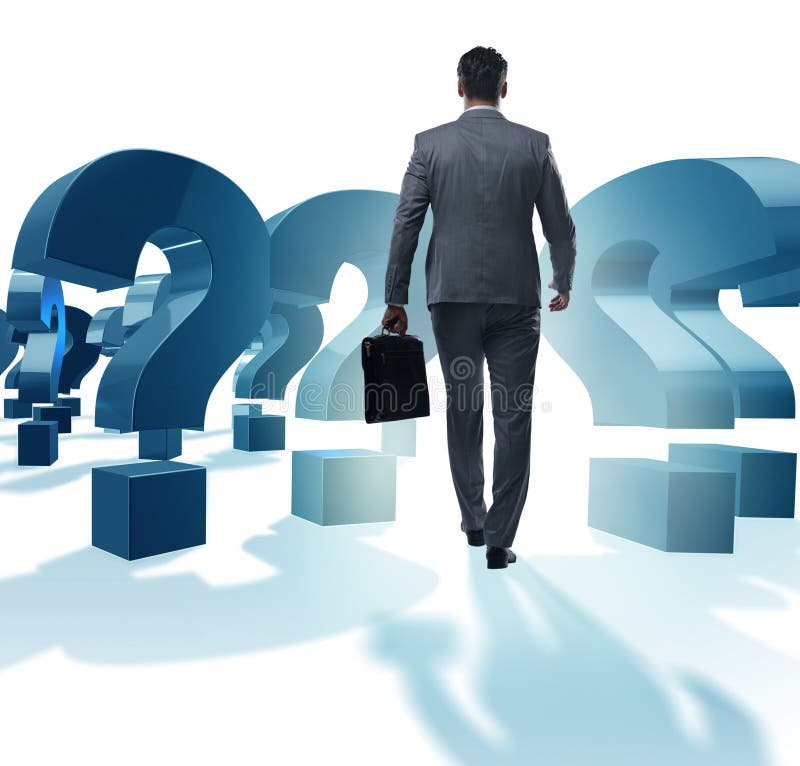 Businessman with Question Marks Isolated on White Stock Image - Image ...