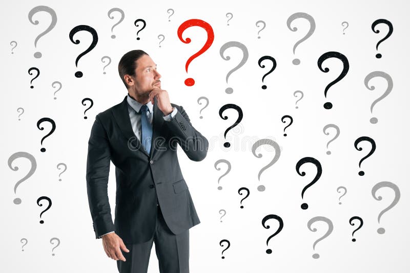 Businessman with Question Marks Stock Image - Image of manager, making ...