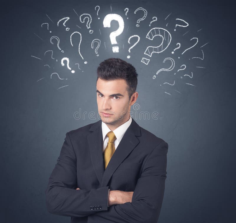 Businessman with Question Marks Stock Image - Image of background ...