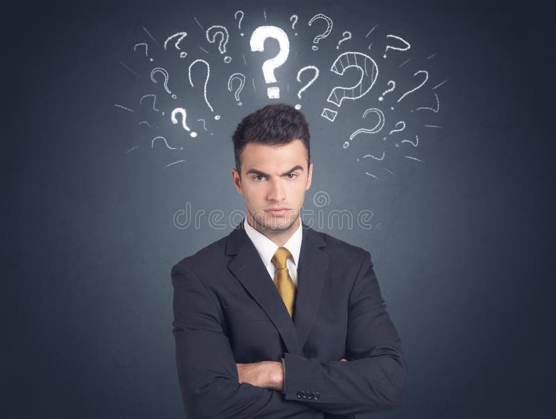 Businessman with Question Marks Stock Image - Image of male, creative ...