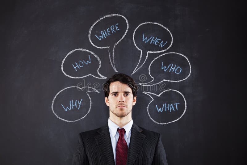 Businessman questions stock photo. Image of confuse, blackboard - 38821770