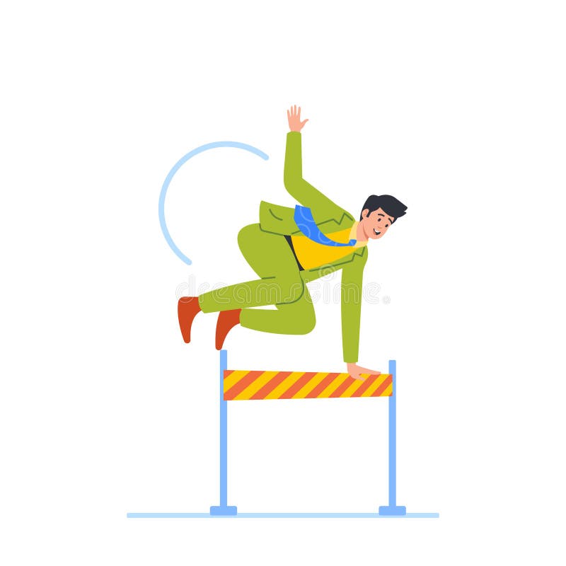 Businessman Races and Overcomes Obstacles, Symbolizing Competition and ...