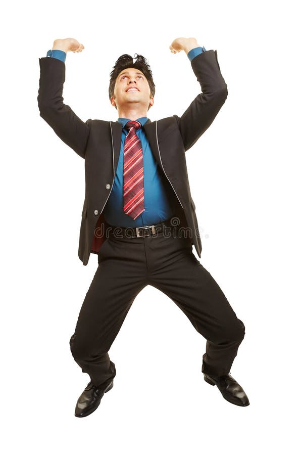 Businessman Raising Object Over His Head Stock Photo - Image of people ...