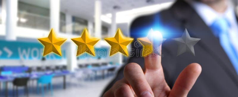 Businessman Rating Stars with His Hand Stock Illustration ...