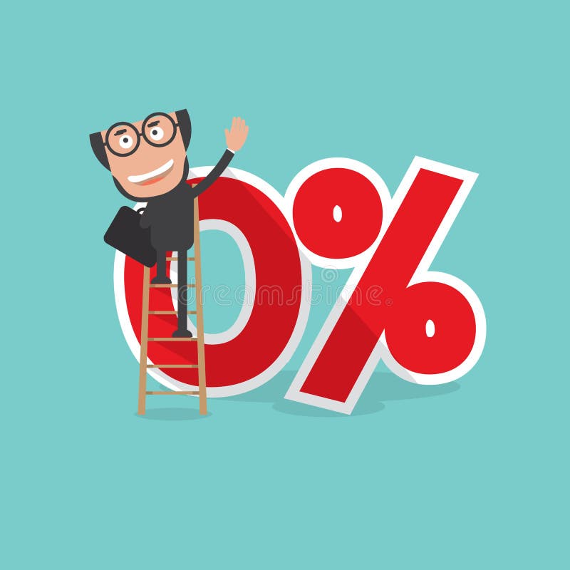 Businessman Reach a Zero Percent Interest Symbol Vector Stock Vector ...