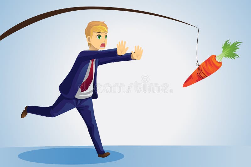 Businessman Reaching for Carrot Stock Vector - Illustration of career ...