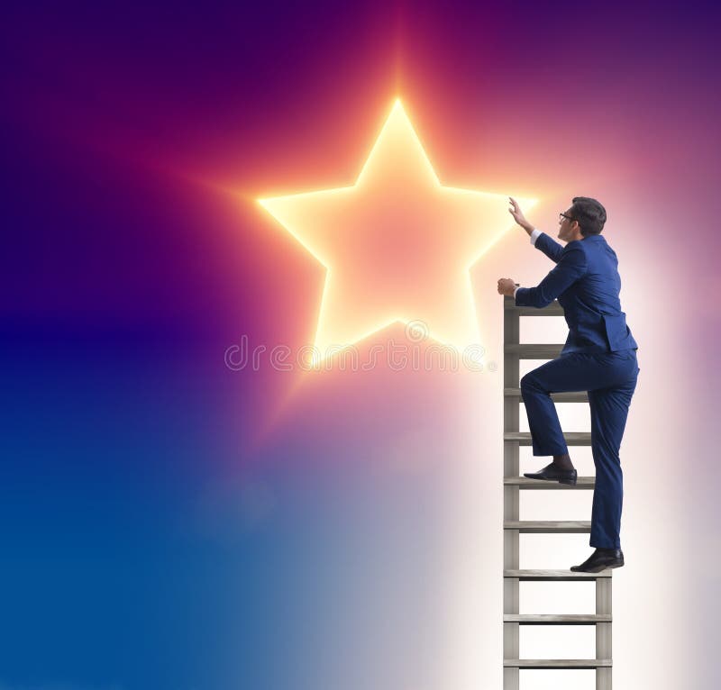 Businessman Reaching Out for Stars Stock Image - Image of determination ...