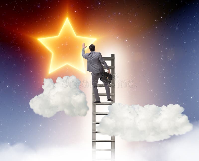 Businessman Reaching Out for Stars Stock Image - Image of climbing ...