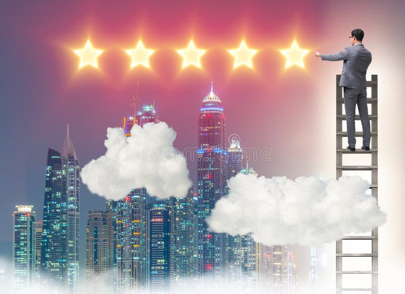 Businessman Reaching Out for Stars Stock Photo - Image of competition ...