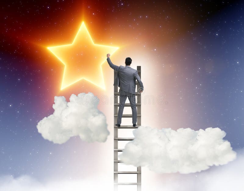 Businessman Reaching Out for Stars Stock Image - Image of leader ...