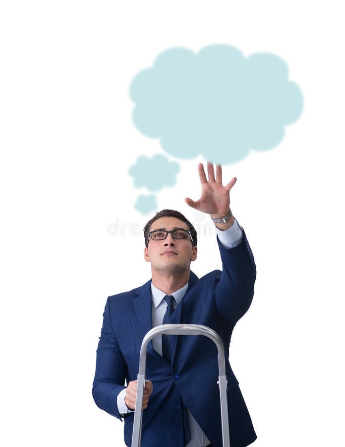 The Businessman Reaching Out To Callout Message Stock Photo - Image of ...