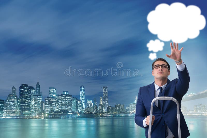 The Businessman Reaching Out To Callout Message Stock Photo - Image of ...