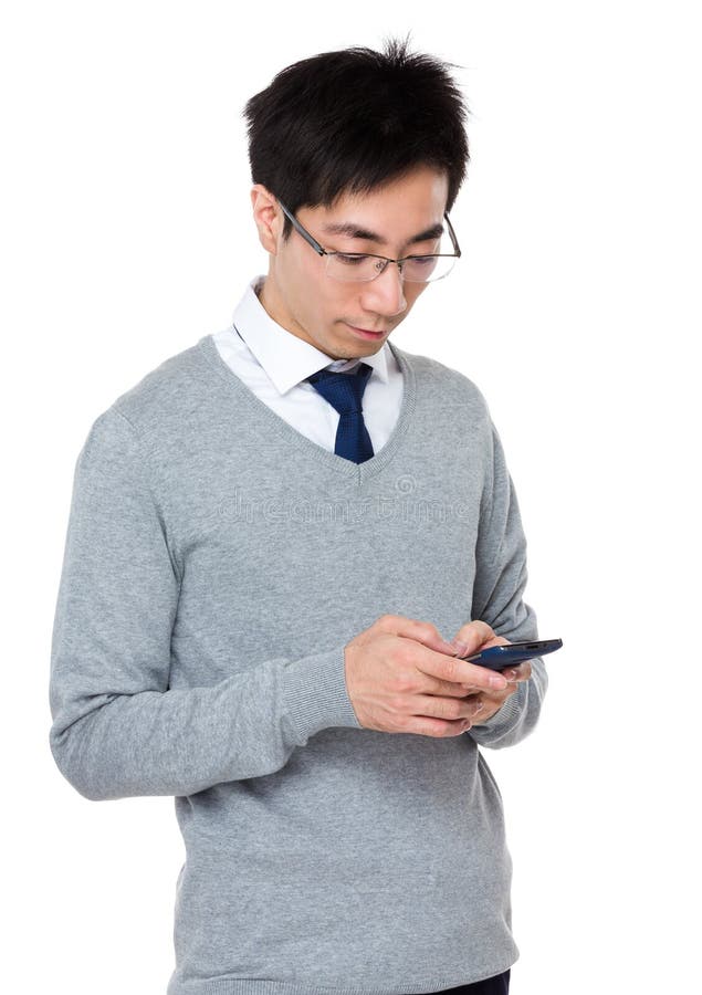 Businessman Read on Cellphone Stock Image - Image of chinese ...