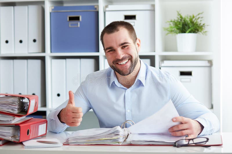 Businessman Read Documents in Office Stock Photo - Image of office ...