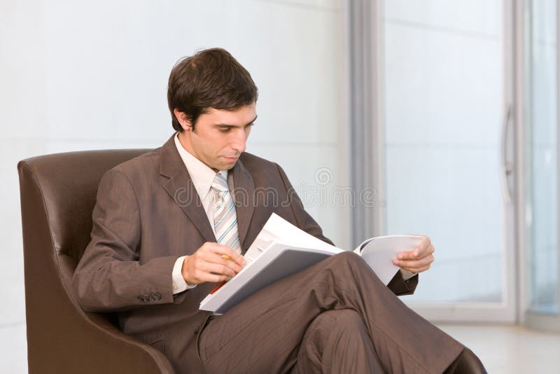 Businessman Reading Document Stock Photo - Image of investor, work: 8692572
