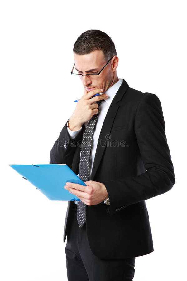 Businessman Reading Document Stock Image - Image of occupation, person ...