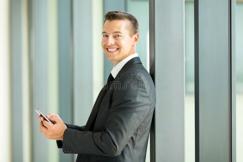 Businessman reading email stock photo. Image of contemporary - 27368342