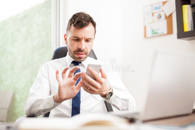 Businessman Reading Emails On His Smartphone Stock Image - Image of ...