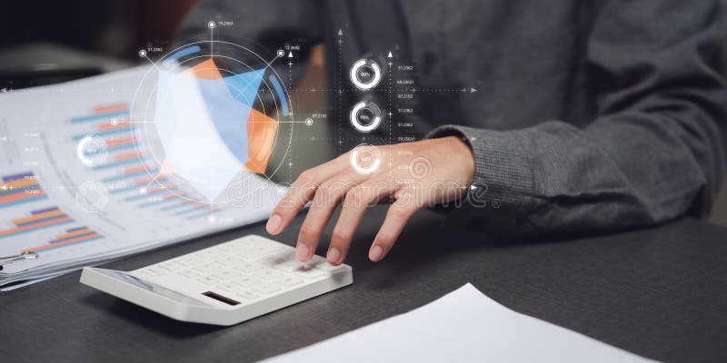 Businessman Reading Graph Report and Business Statistics Charts ...