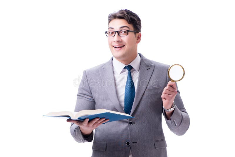 Reading through Magnifying Glass Stock Photo - Image of document ...