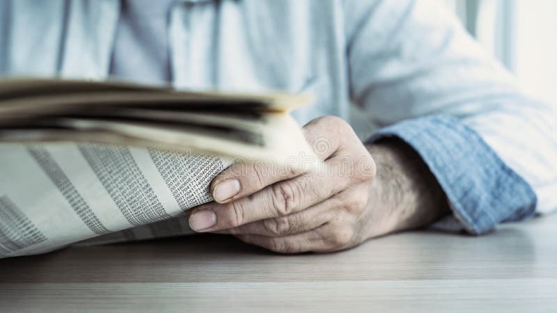 Businessman Reading the Newspaper on Table Stock Photo - Image of male ...