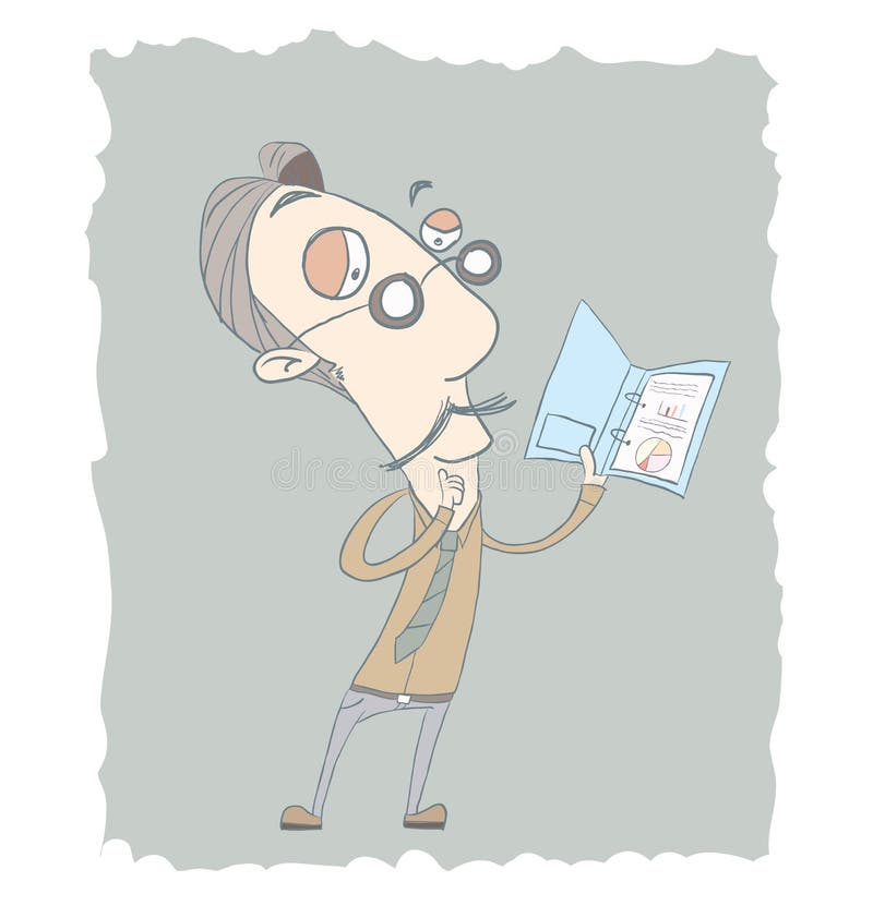 Businessman reading report stock vector. Illustration of document ...