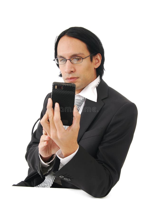 Man reading text message stock photo. Image of person - 10322378