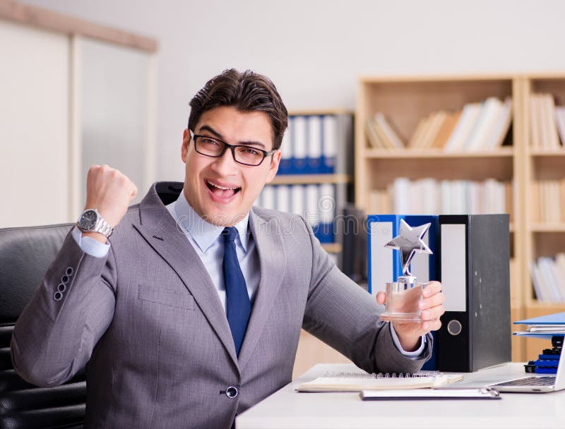 Businessman Receiving Award in the Office Stock Image - Image of ...