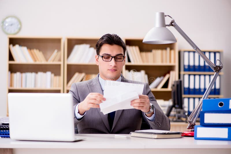 The Businessman Receiving Letter Envelope in Office Stock Image - Image ...