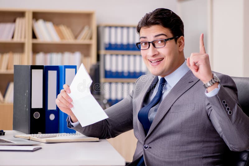 The Businessman Receiving Letter Envelope in Office Stock Image - Image ...