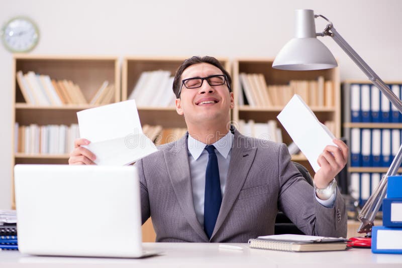 The Businessman Receiving Letter in the Office Stock Image - Image of ...