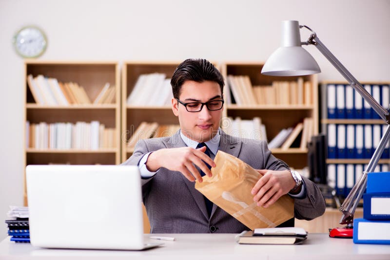 The Businessman Receiving Parcel in Office Stock Photo - Image of happy ...