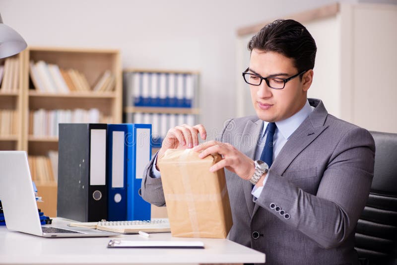 The Businessman Receiving Parcel in the Office Stock Photo - Image of ...