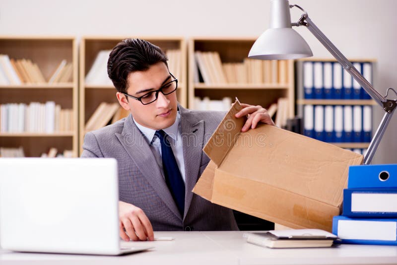 The Businessman Receiving Parcel in Office Stock Photo - Image of ...