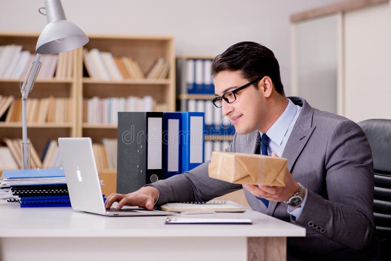 The Businessman Receiving Parcel in Office Stock Image - Image of ...