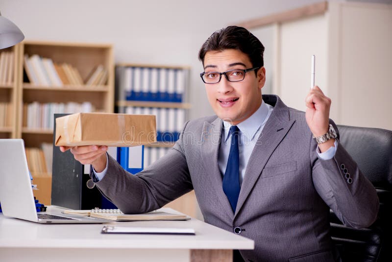 The Businessman Receiving Parcel in Office Stock Image - Image of ...