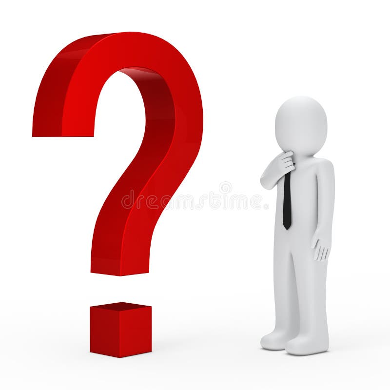 3d Man Thinking with Red Question Marks Above His Head Stock ...