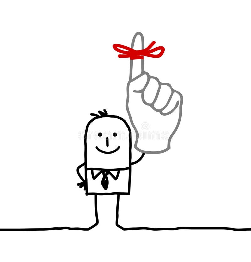 Businessman & Red Ribbon on Finger Stock Vector - Illustration of index ...