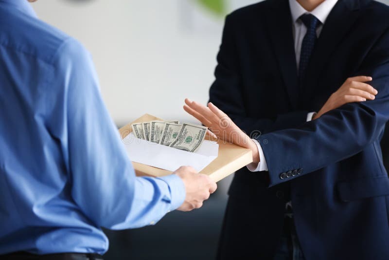 Businessman Refusing Corruption By Winking Hand And Stop Recieving ...