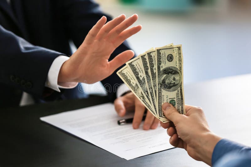 Businessman Refusing To Take Bribe. Corruption Concept Stock Image ...