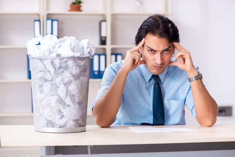 The Businessman Rejecting New Ideas with Lots of Papers Stock Photo ...